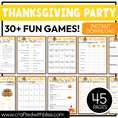Printable Thanksgiving Party Games For All Bundle 30+ Games ...