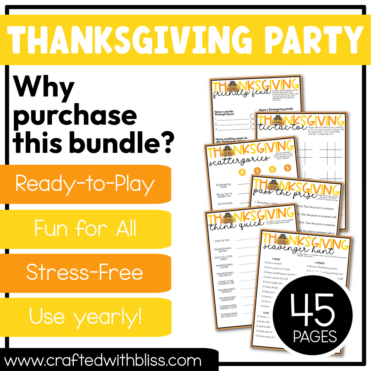 Printable Thanksgiving Party Games For All Bundle 30+ Games ...
