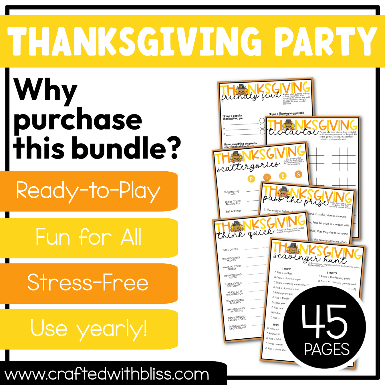 Printable Thanksgiving Party Games For All Bundle 30+ Games ...