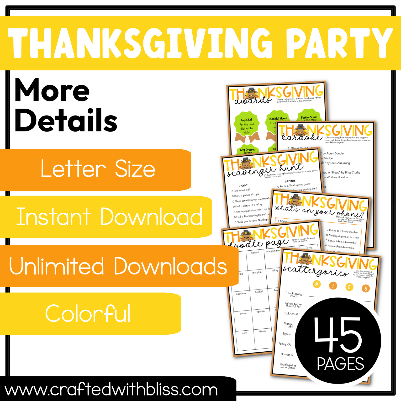 Printable Thanksgiving Party Games For All Bundle 30+ Games ...