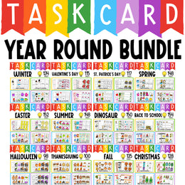 All Year Task Cards Math and Literacy Mega Bundle (Preschool, Sped, Ki ...