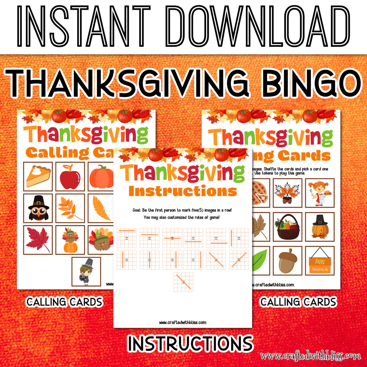 Thanksgiving BINGO For Kids - 25 Cards – CraftedwithBliss