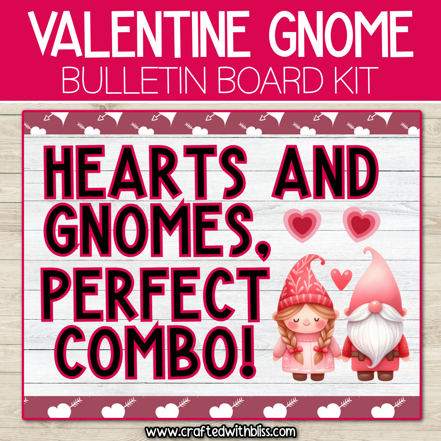 Valentine's Day Gnome Bulletin Board Kit Door Classroom Decor February ...