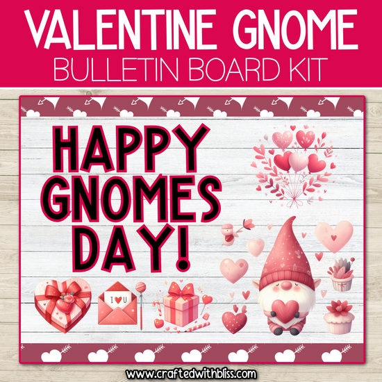 Valentine's Day Gnome Bulletin Board Kit Door Classroom Decor February ...