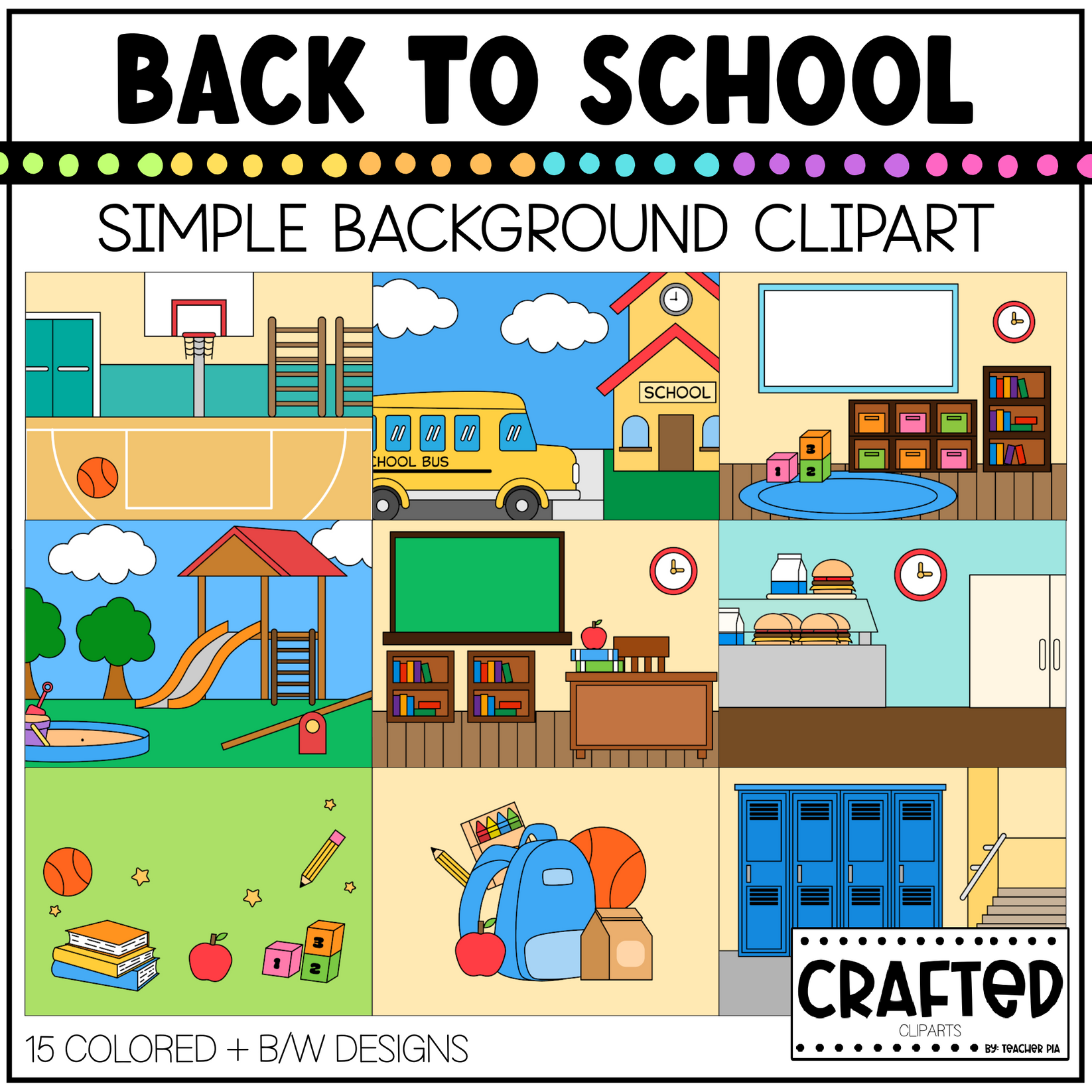 Simple Back To School Background Scene August Clipart Commercial Use ...