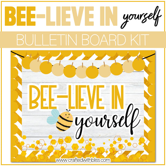 Beelieve In Yourself Bulletin Board Kit Door Classroom Positivity Affi ...