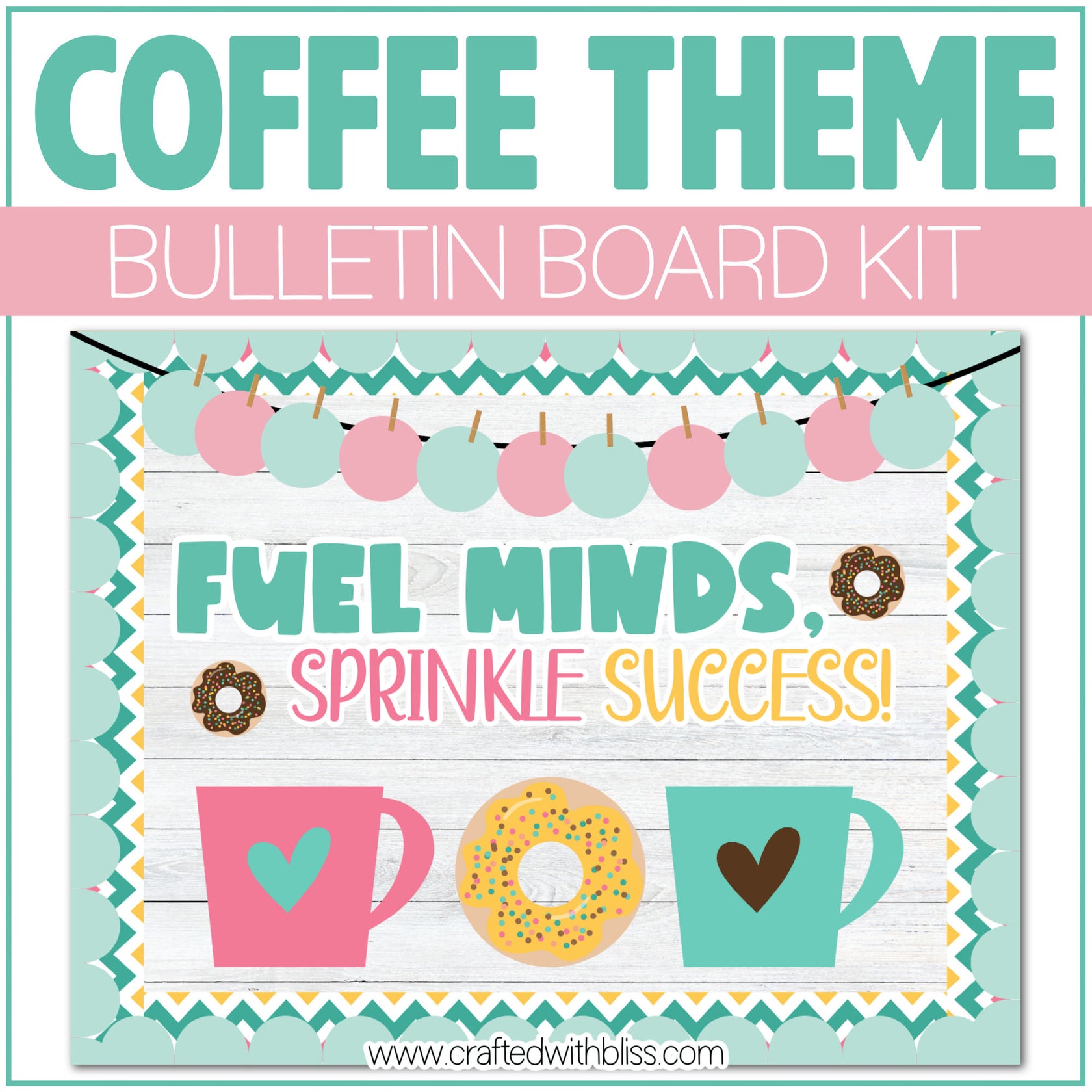 Coffee Theme Bulletin Board Kit Door Classroom Decor Coffee And Donuts ...