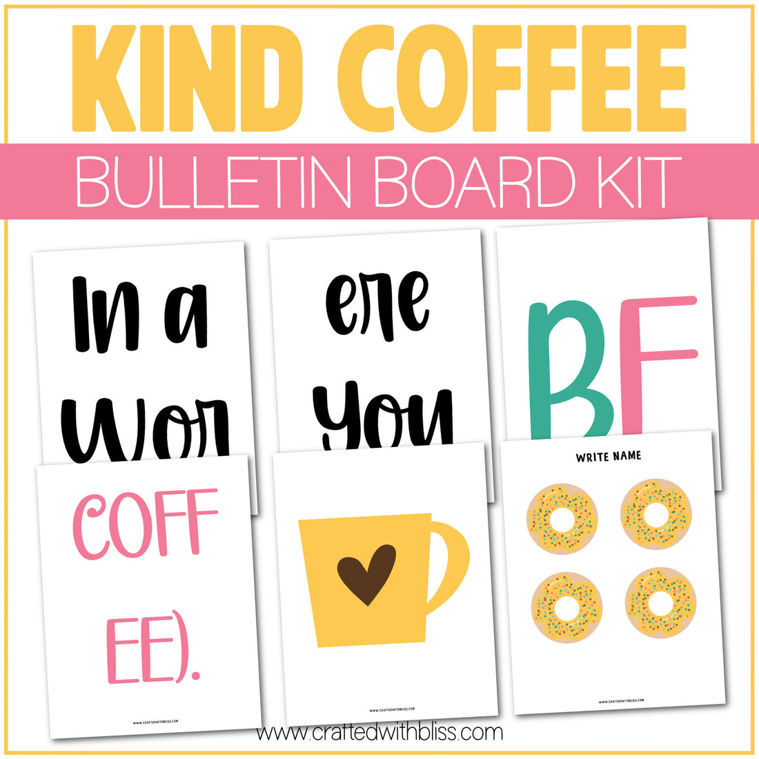 Coffee Kindness Theme Bulletin Board Kit Door Classroom Decor Coffee P ...