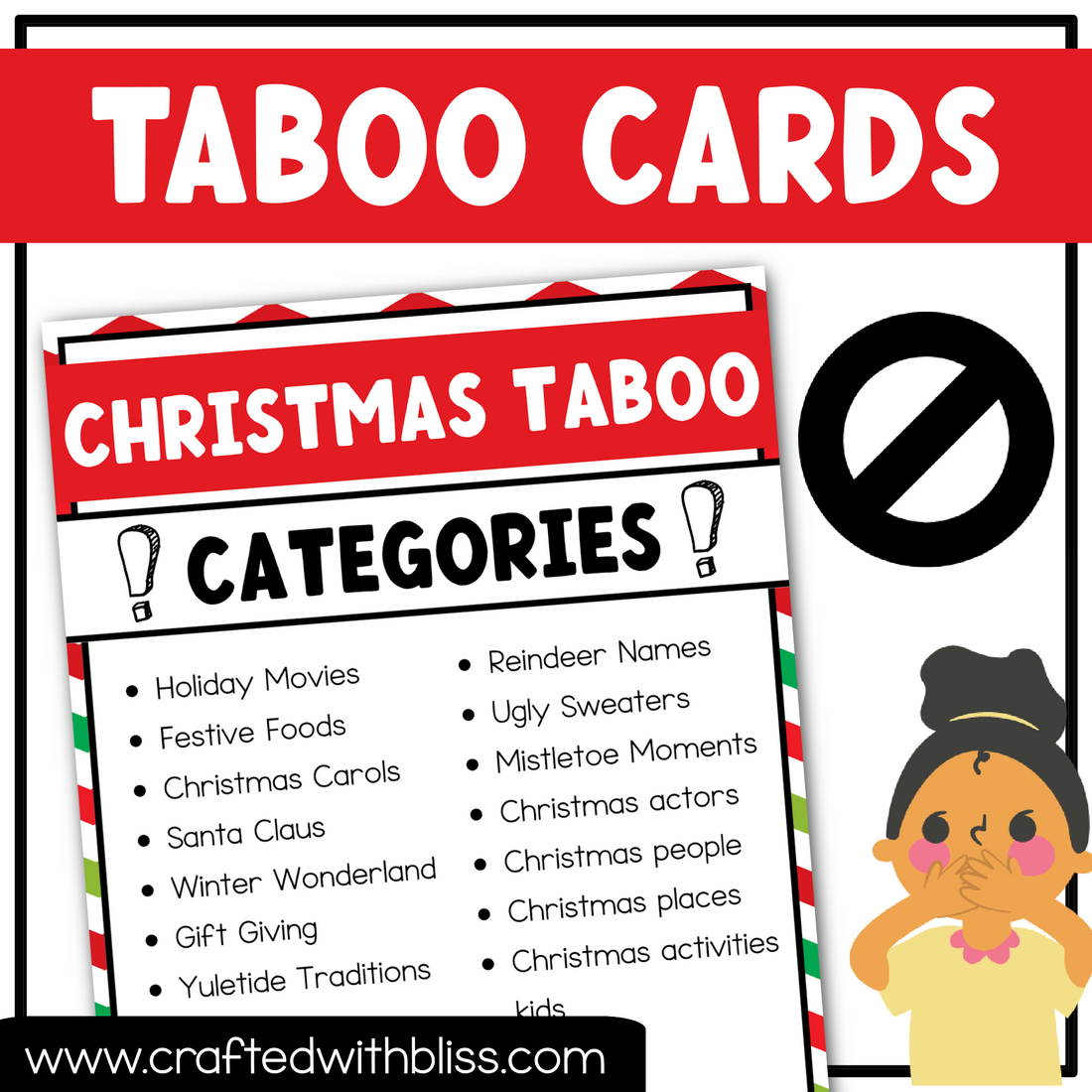 Christmas Taboo Game 150 Cards Christmas Party Game Night Forbidden Wo ...