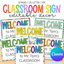 Editable Classroom Sign Rainbow Theme | Rainbow Classroom Decor | Canv ...