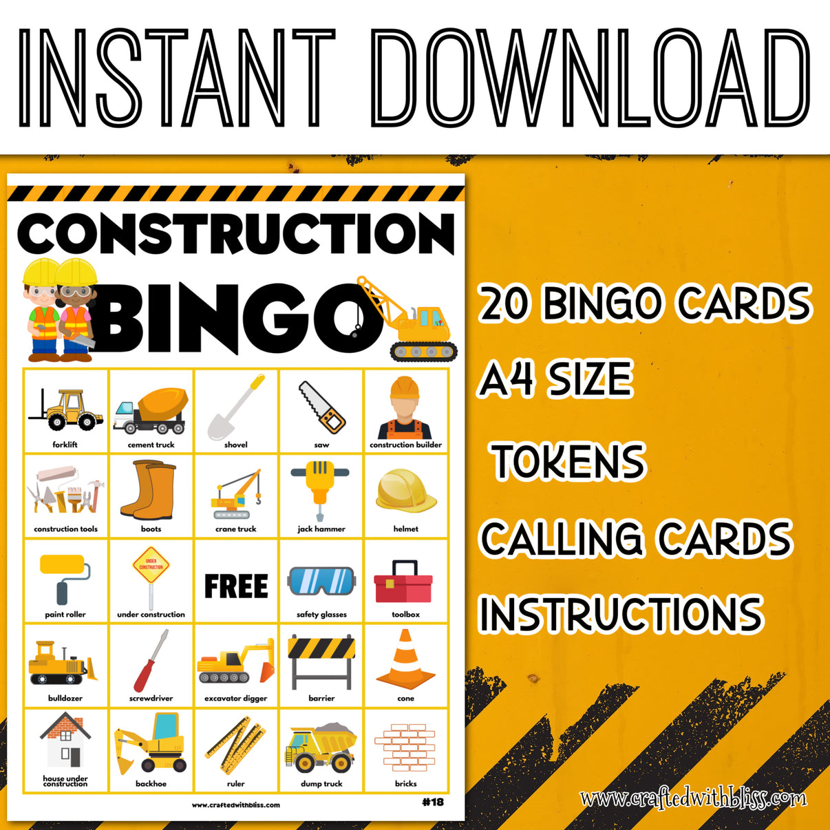 20 Construction Bingo For Kids – CraftedwithBliss