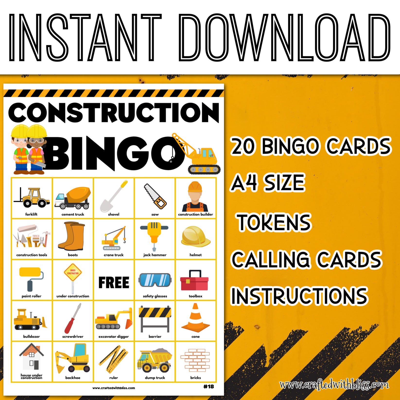 20 Construction Bingo For Kids – CraftedwithBliss