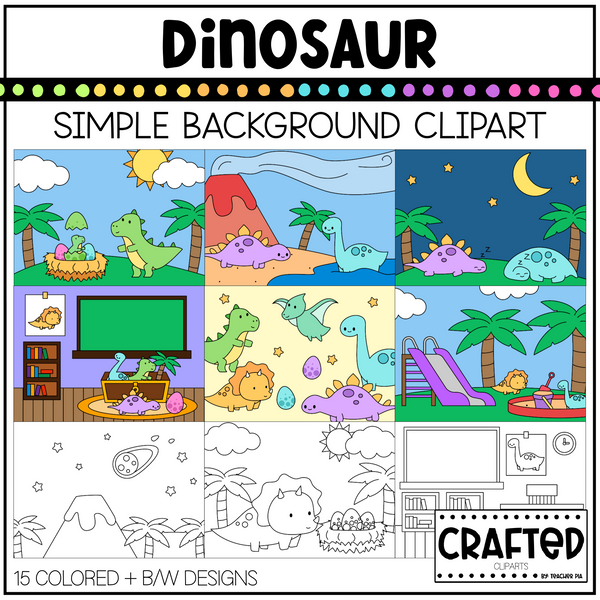 Simple Dinosaur Background Scene July Clipart Commercial Use ...