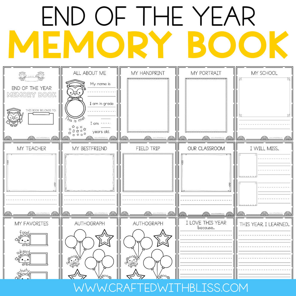 End of the Year Memory Book (K - Third Grade) – CraftedwithBliss