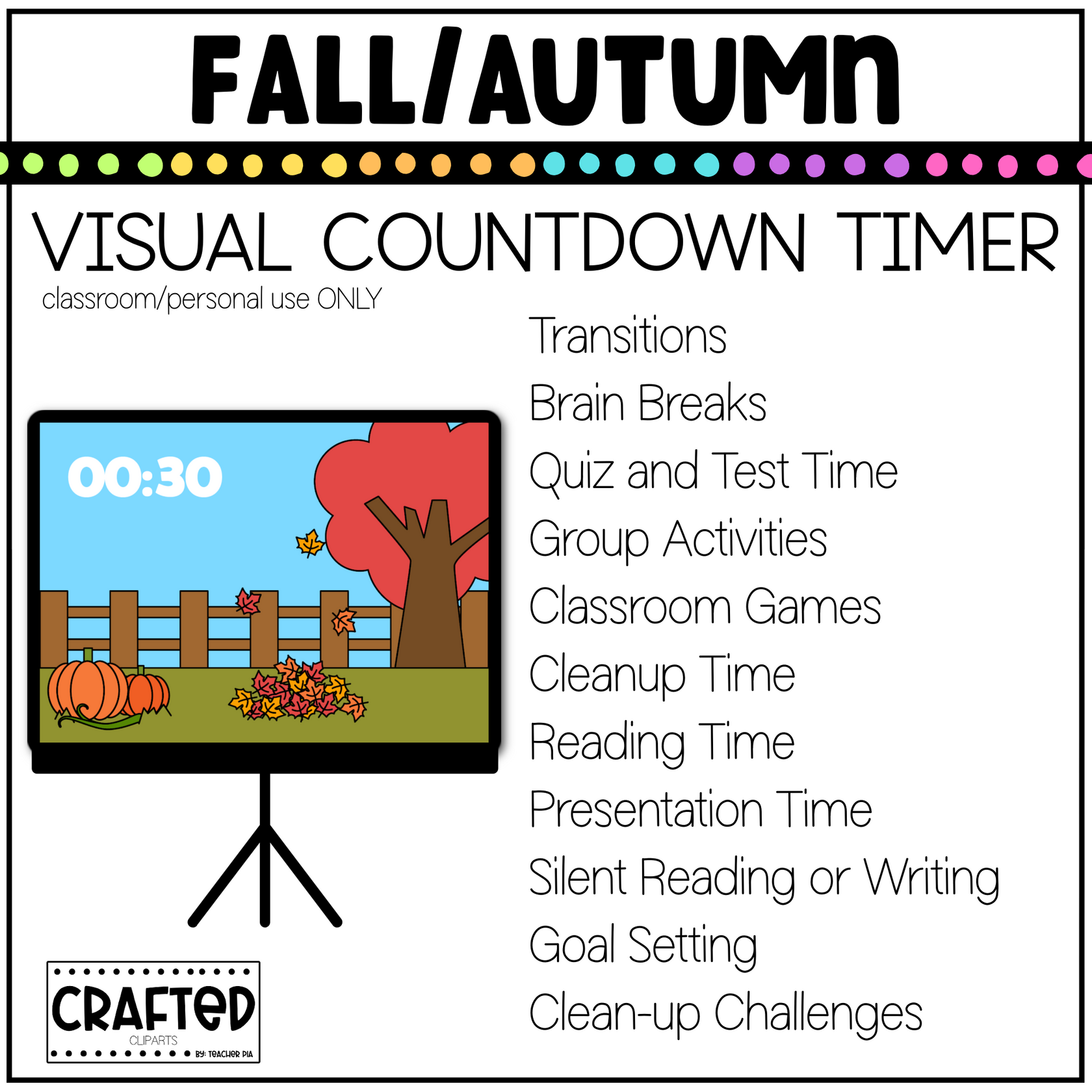 Fall Visual Timer Classroom Management Tool Transition PPT Video Autum ...