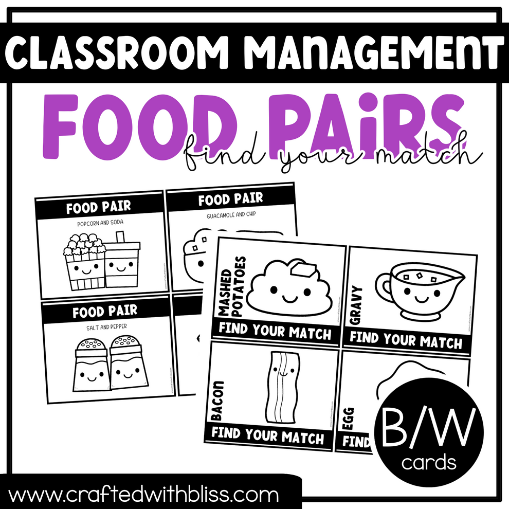 Cute Food Pairs Find Your Partner Visual Cards | Classroom Management ...