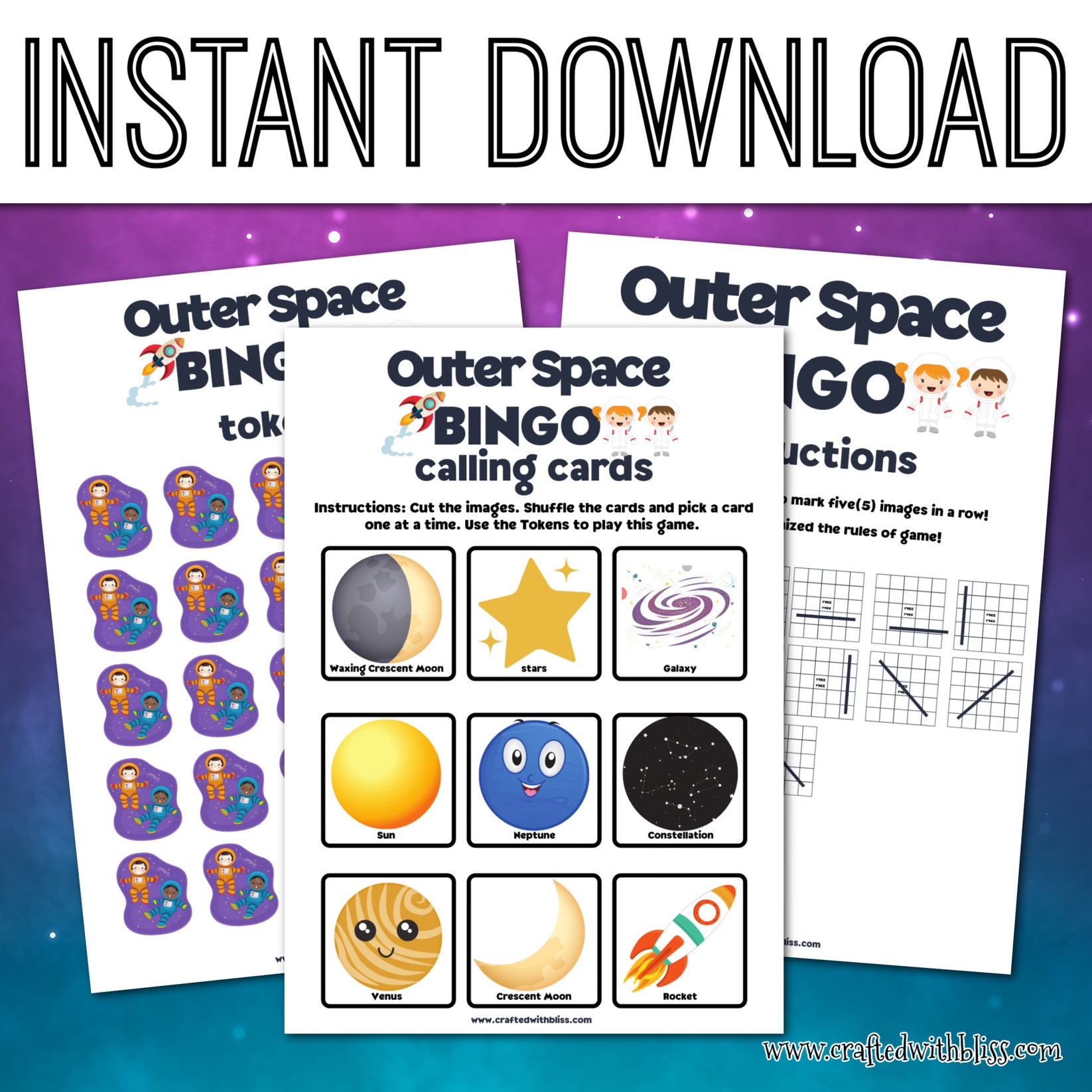 Outer Space Bingo For Kids - 30 Cards – CraftedwithBliss