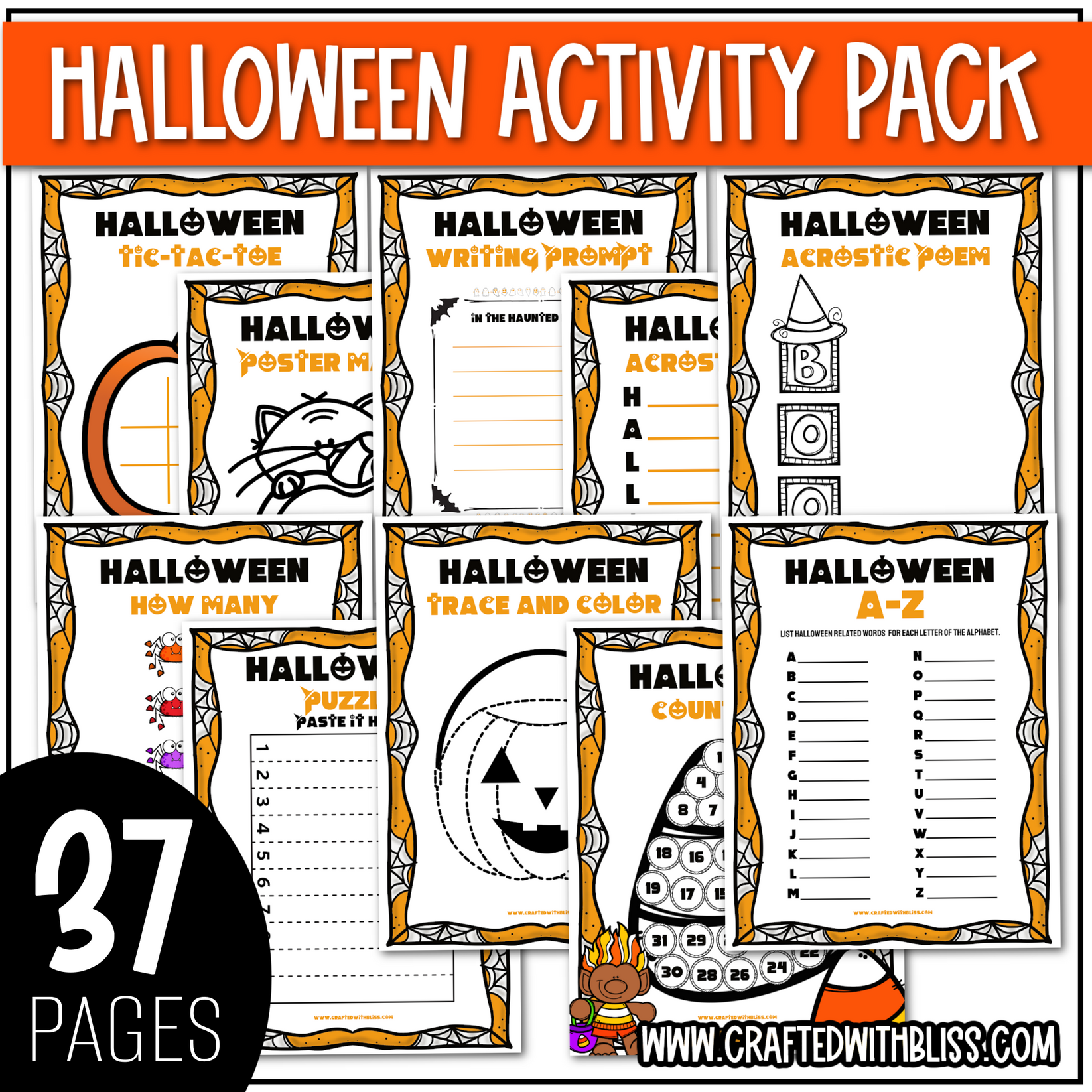 Printable Halloween Games And Fun Activities Pack For Kids Game Bundle ...