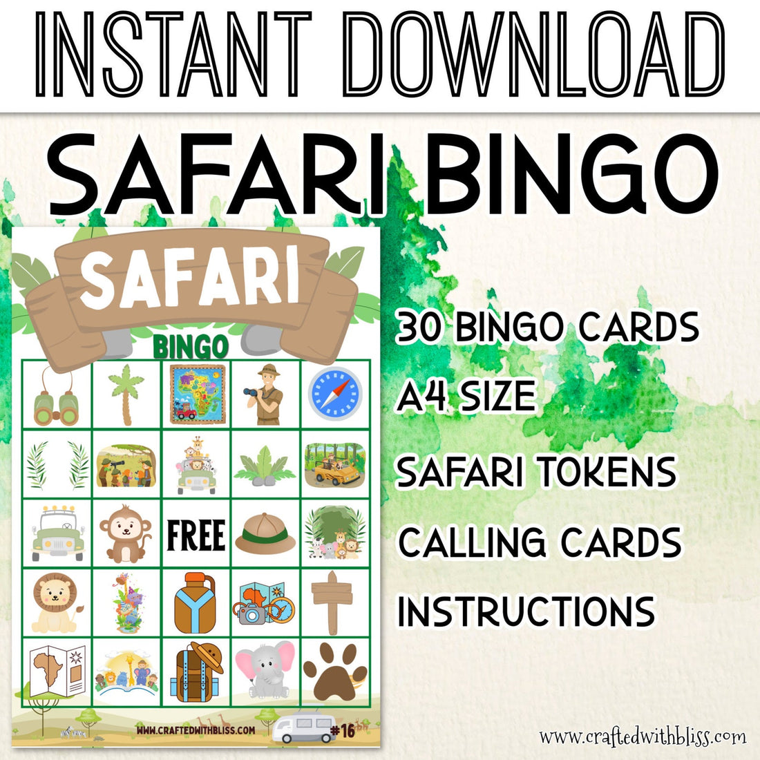 Safari Bingo For Kids - 30 Cards – CraftedwithBliss