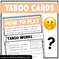 School Taboo Party Game 150 Card Fun Friday Ice Breaker Brain Break Cl ...
