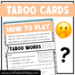 School Taboo Party Game 150 Card Fun Friday Ice Breaker Brain Break Cl ...