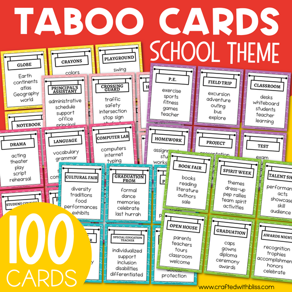 The Ultimate School Theme Taboo Game - 100 Cards – CraftedwithBliss