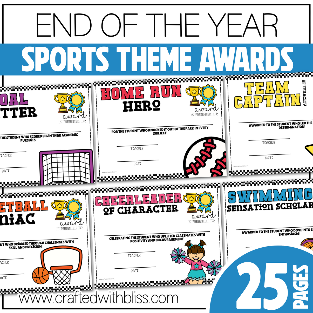 Editable End of the Year Awards Classroom Certificate Sports Theme ...