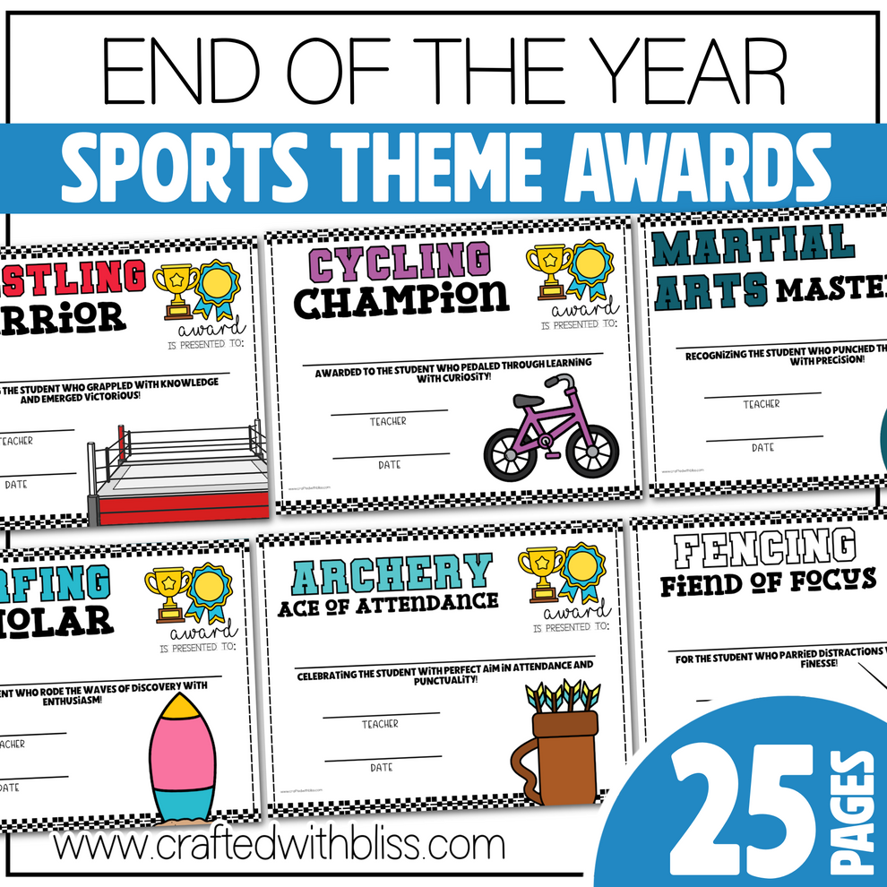 Editable End of the Year Awards Classroom Certificate Sports Theme ...