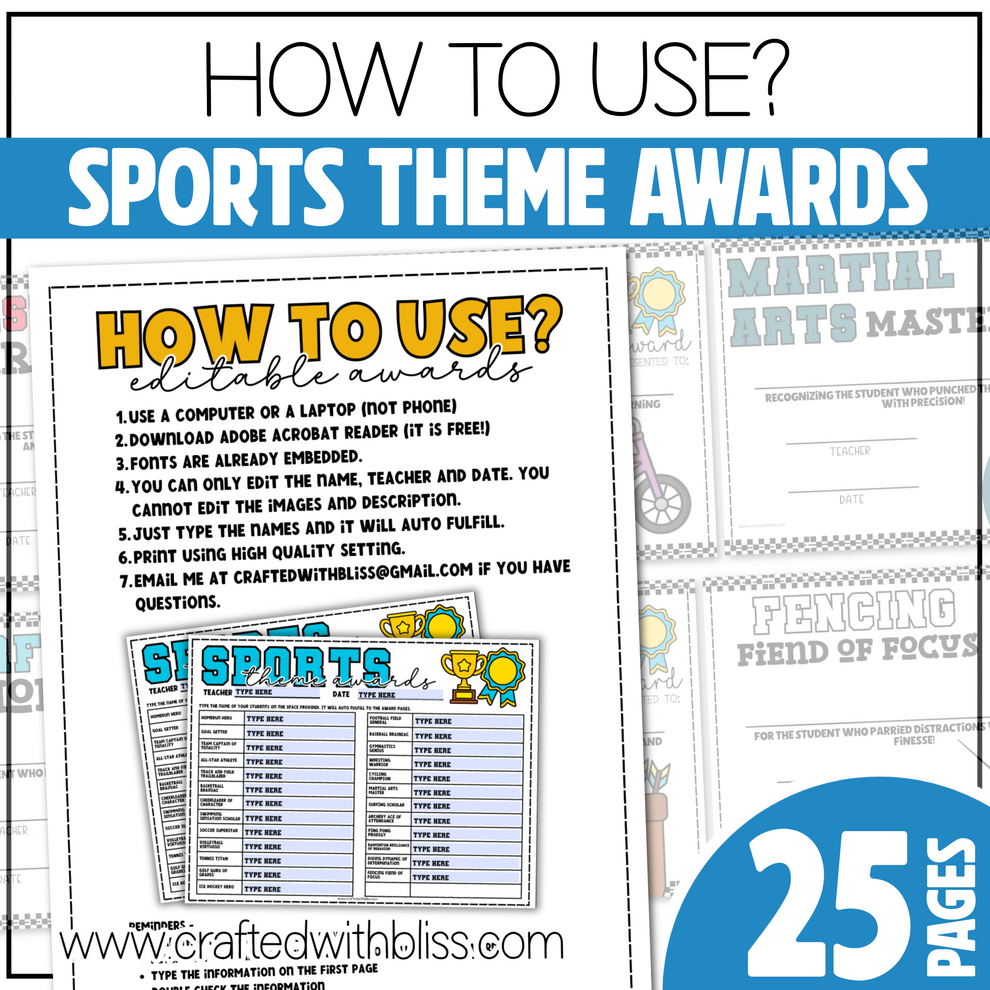 Editable End of the Year Awards Classroom Certificate Sports Theme ...