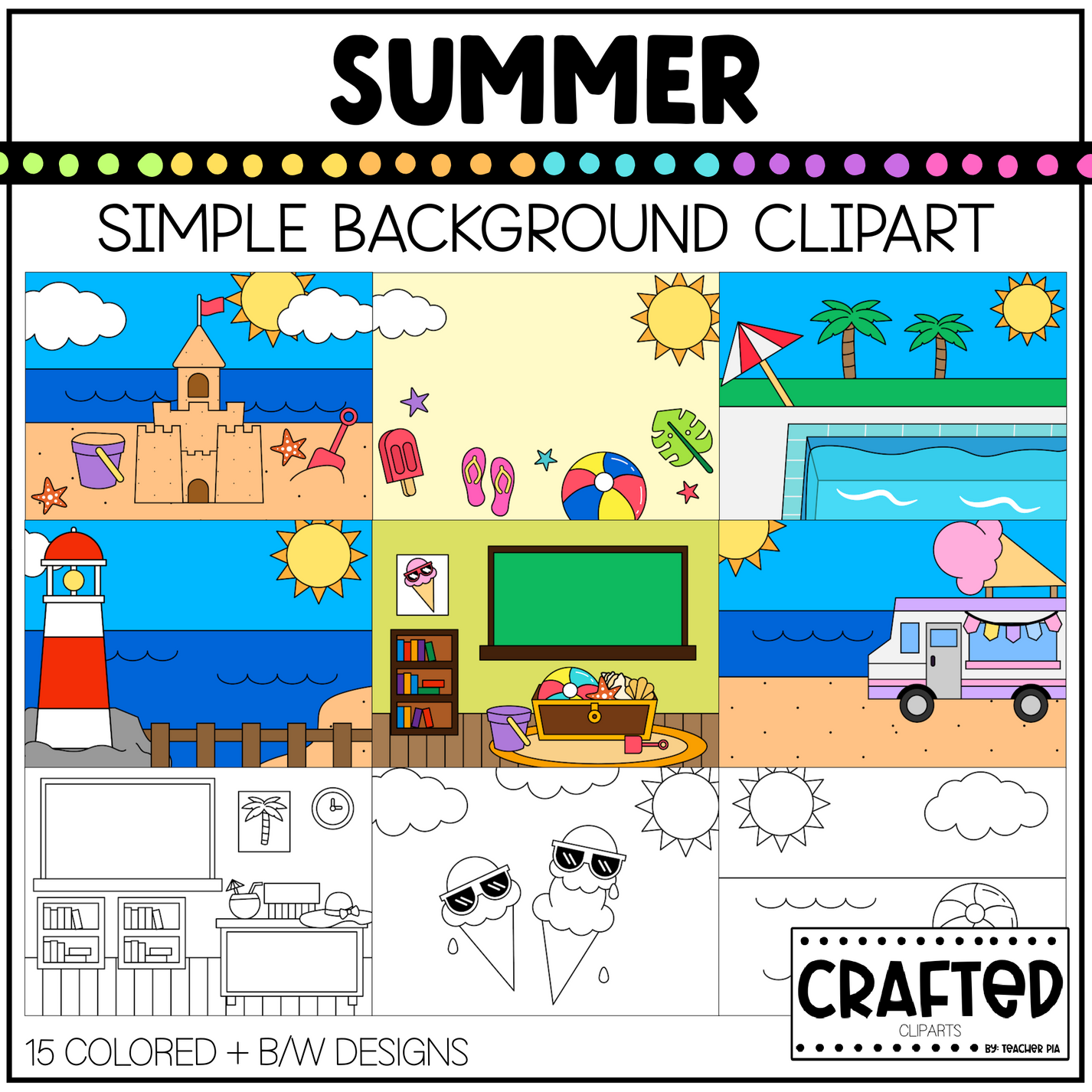 Simple Summer Background Scene June Clipart Commercial Use ...