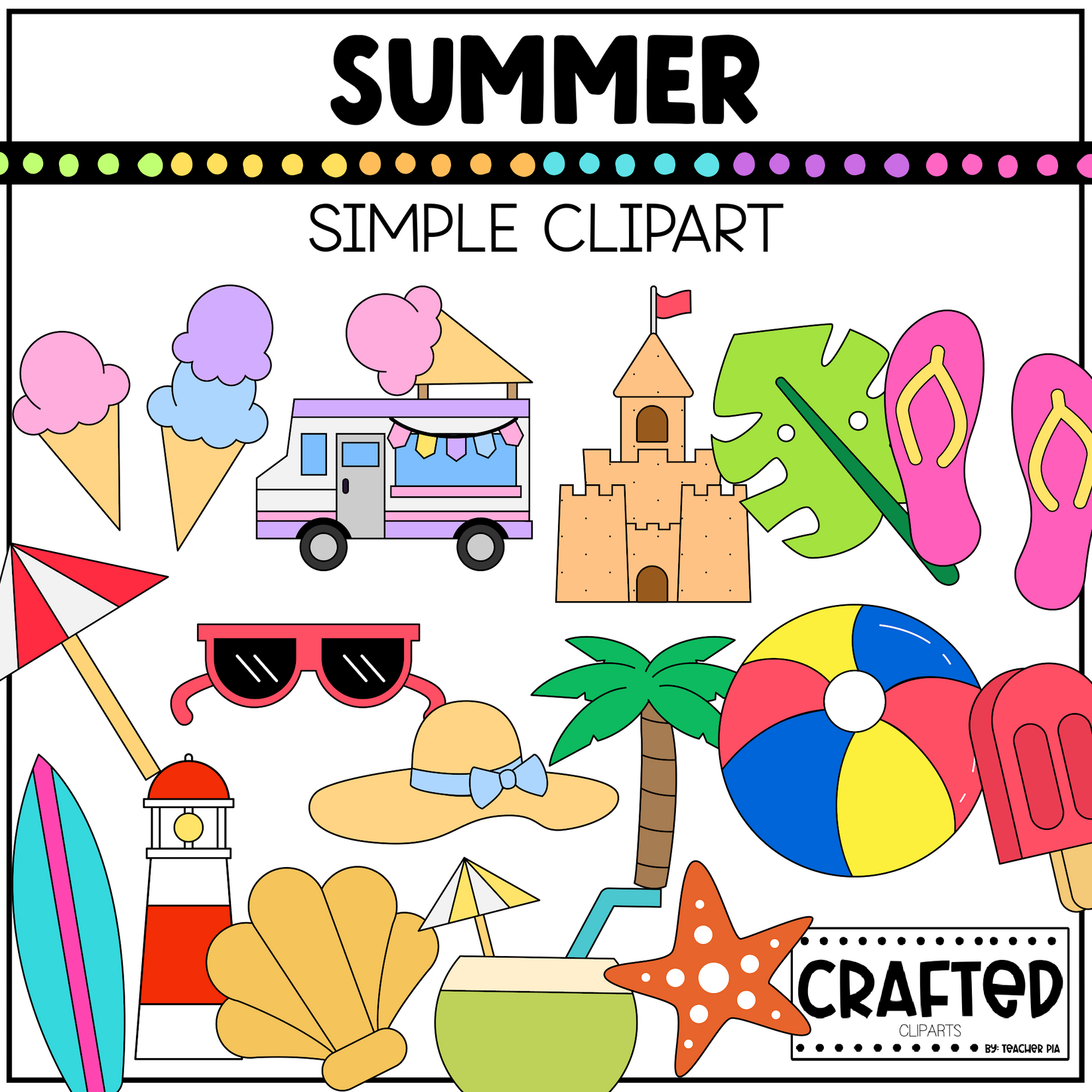 Simple Summer Background Scene June Clipart Commercial Use ...