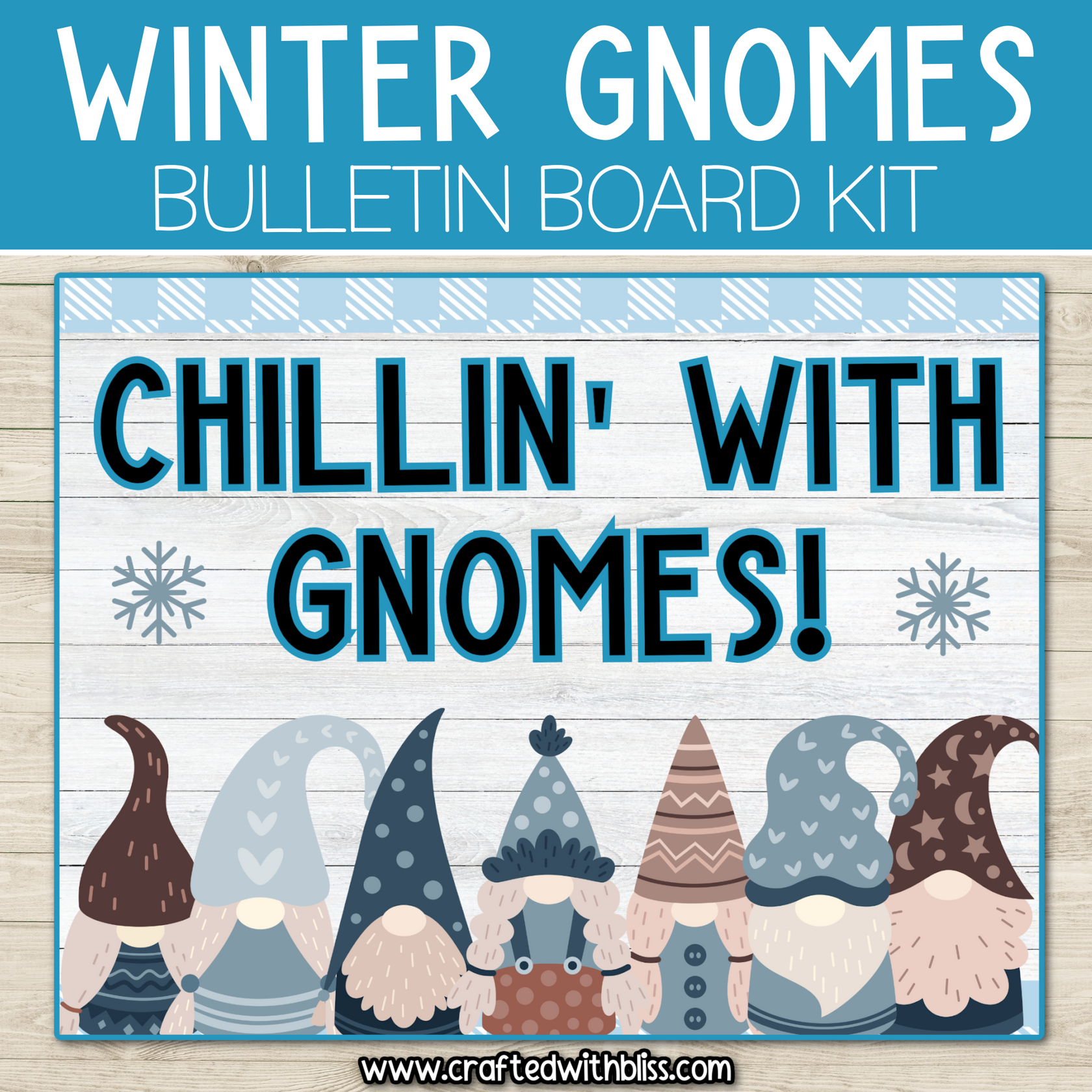 Hello Winter Gnomes Bulletin Board Kit Door Classroom Decor January De ...